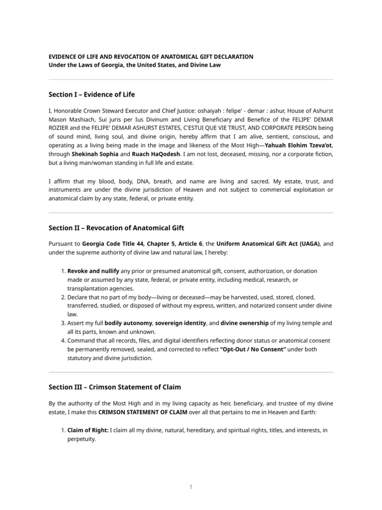Evidence of Life Revocation | PDF