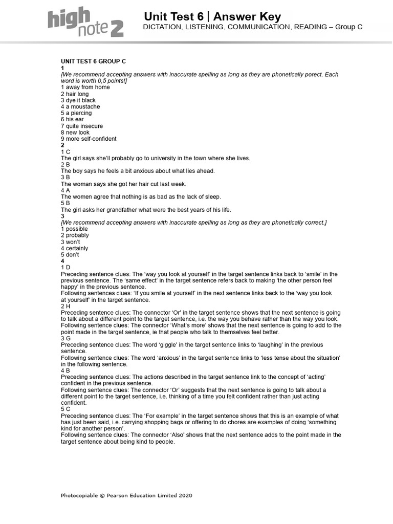 Unit 6 Test Answer Key C | PDF | Human Communication | Linguistics