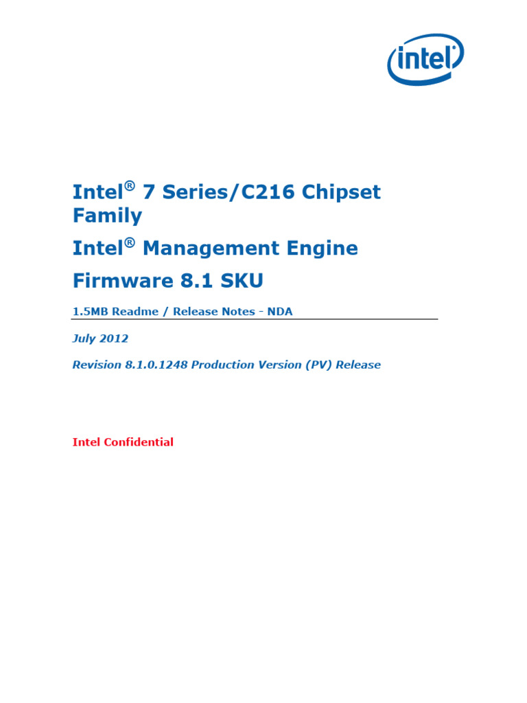 Intel 7 Series Chipset Firmware 8.1 Release | PDF | Microsoft Windows ...