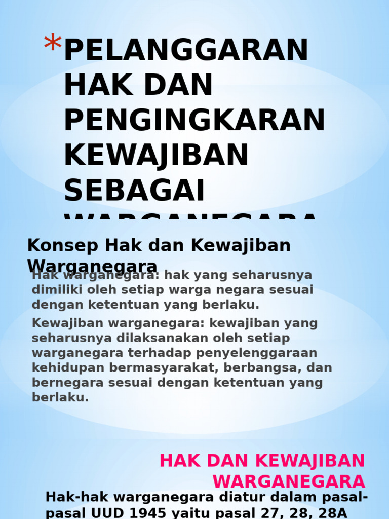 Pelanggaran Hak Dan Pengingkaran Kewajiban Sebagai Warganegara | PDF