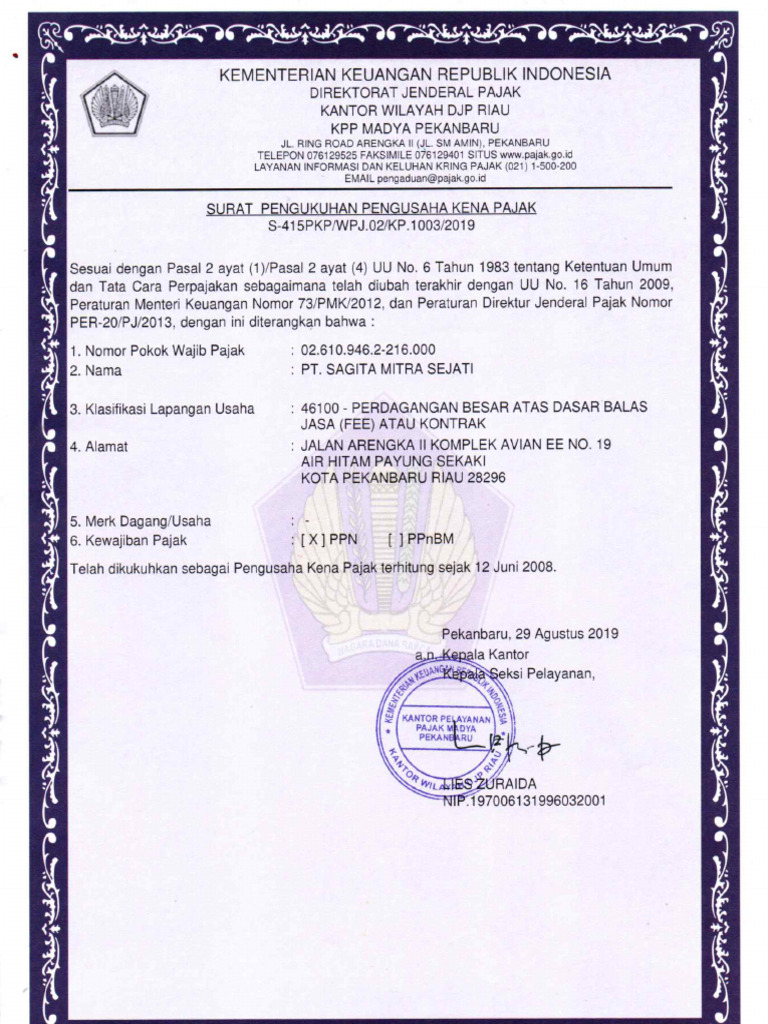 Sppkp Dan Skt Pt Sagita | PDF