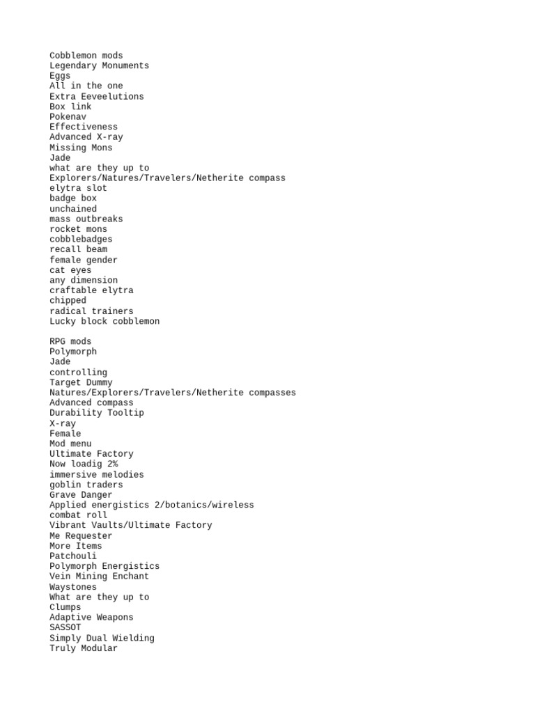 Mods List | PDF