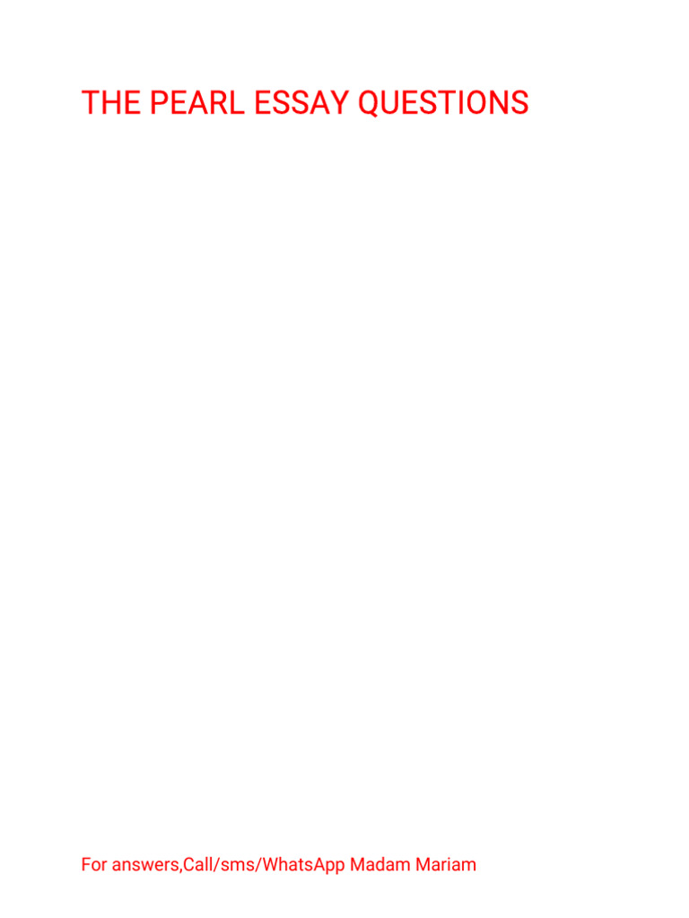 Pearl Essay Questions | PDF