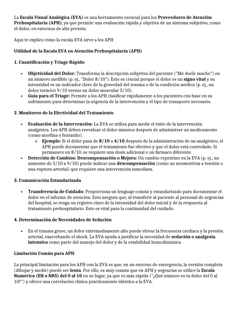Utilidad de la Escala EVA en APH | PDF | Dolor | Analgésico