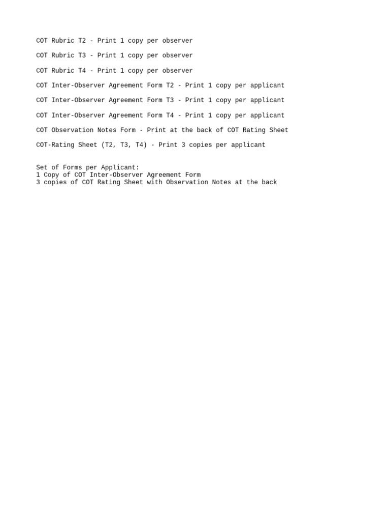 Instruction in Printing of COI Forms | PDF