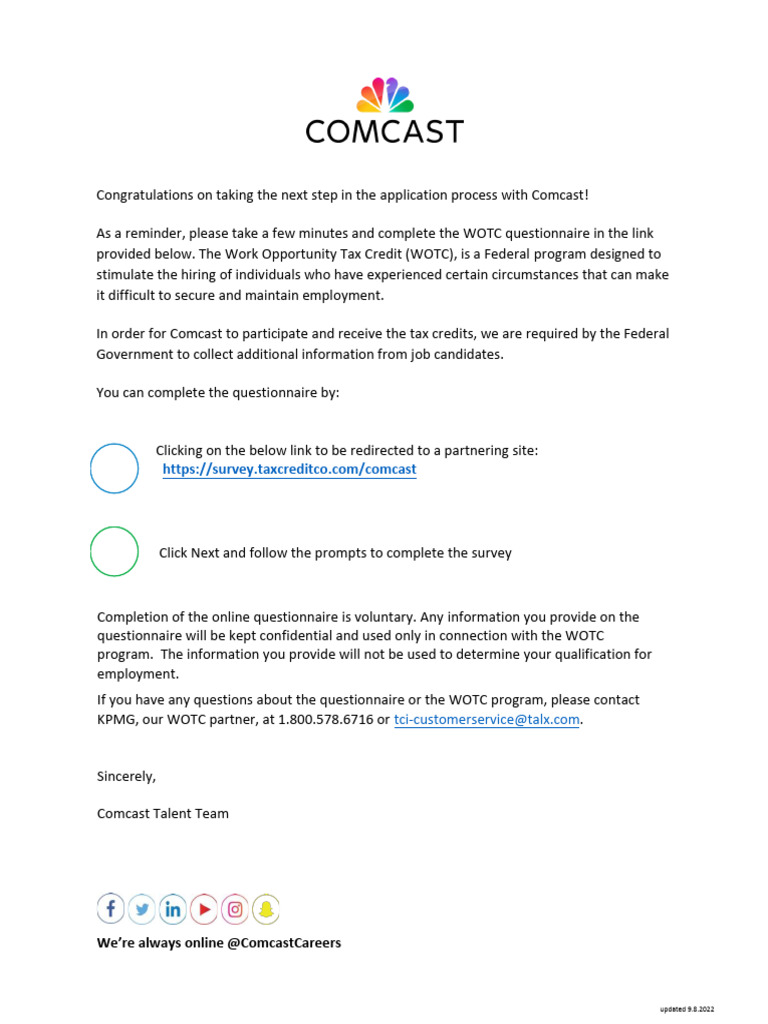 Complete Your Voluntary WOTC Survey | PDF