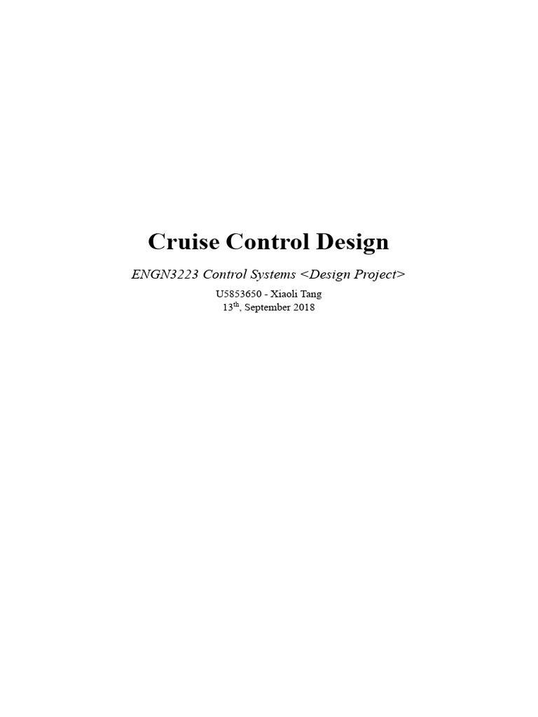 Cruise Control Design Report | PDF | Control Theory | Nonlinear System