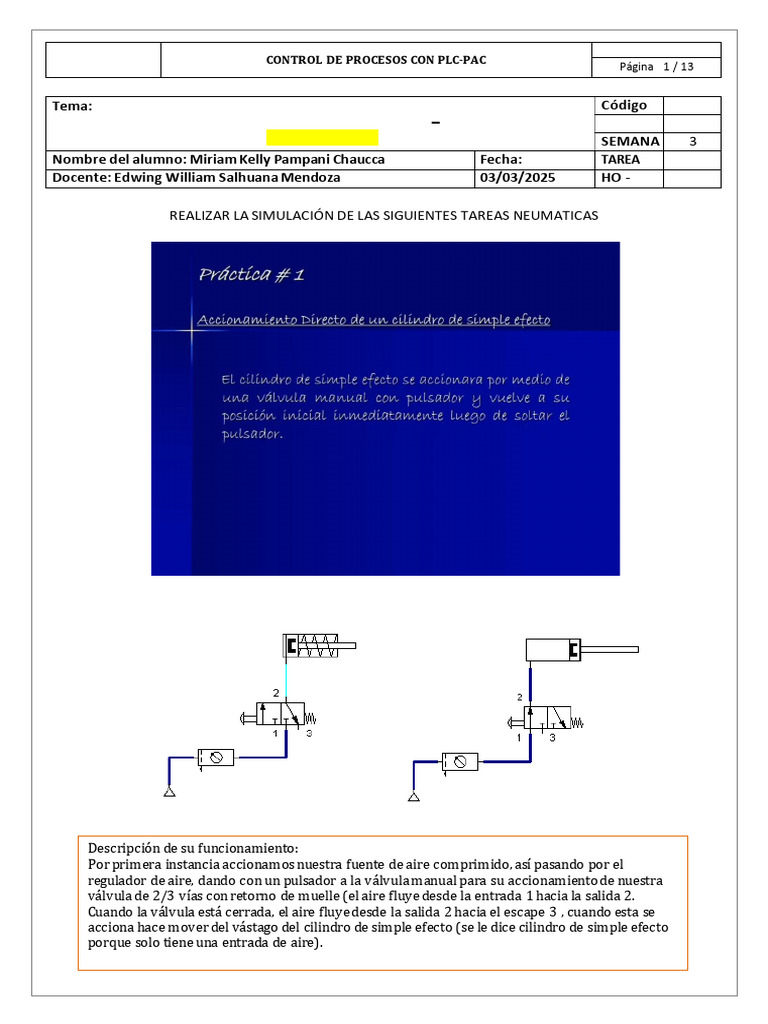 Ho Simulacion Neumatica Control de Procesos PLC Pac | PDF | Válvula ...