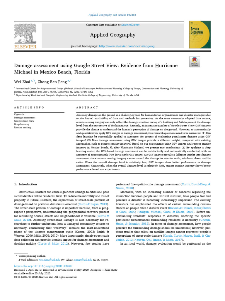 Google Street View Damage Assessment | PDF | Remote Sensing | Deep Learning