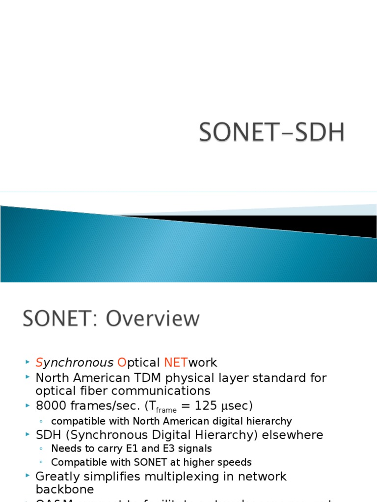 Sonet SDH Lecture | PDF | Networking Standards | Telecommunications Infrastructure