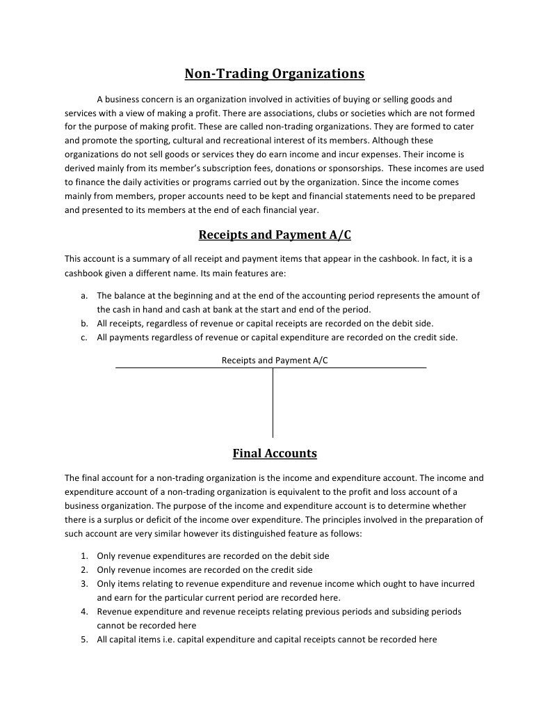 Non Trading Organization | PDF | Debits And Credits | Expense
