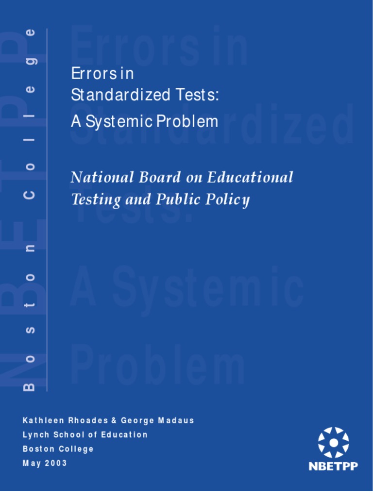 Systemic Errors in Standardized Testing | PDF | Law School Admission ...