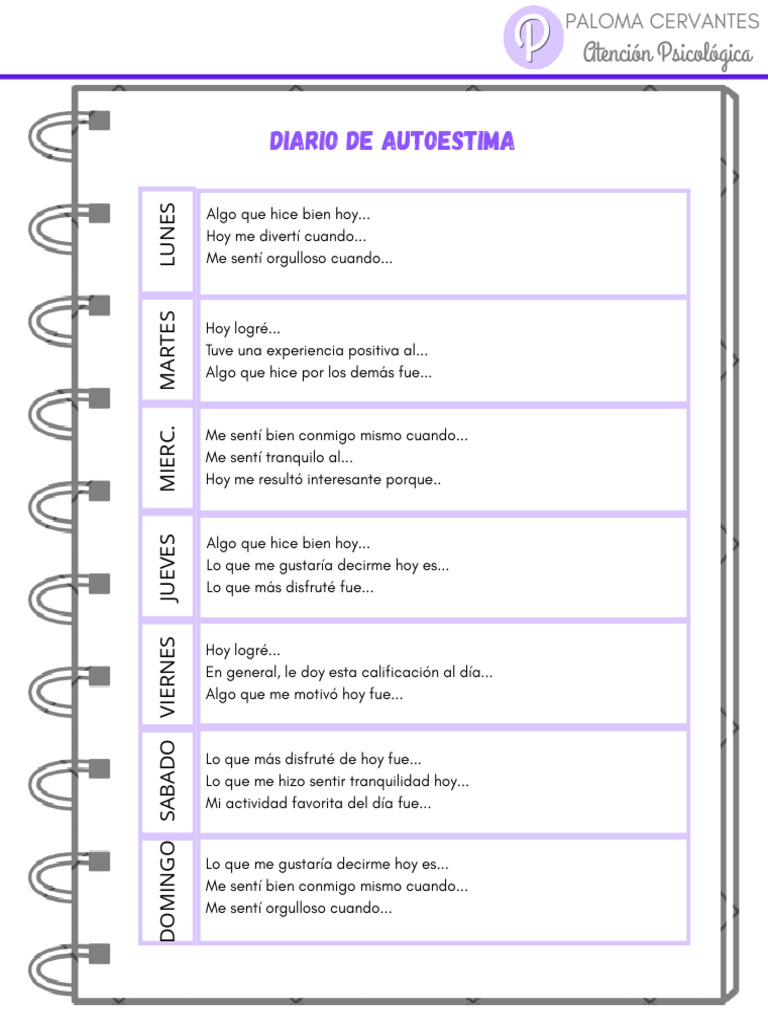 Diario de Autoestima y Reflexión Personal | PDF