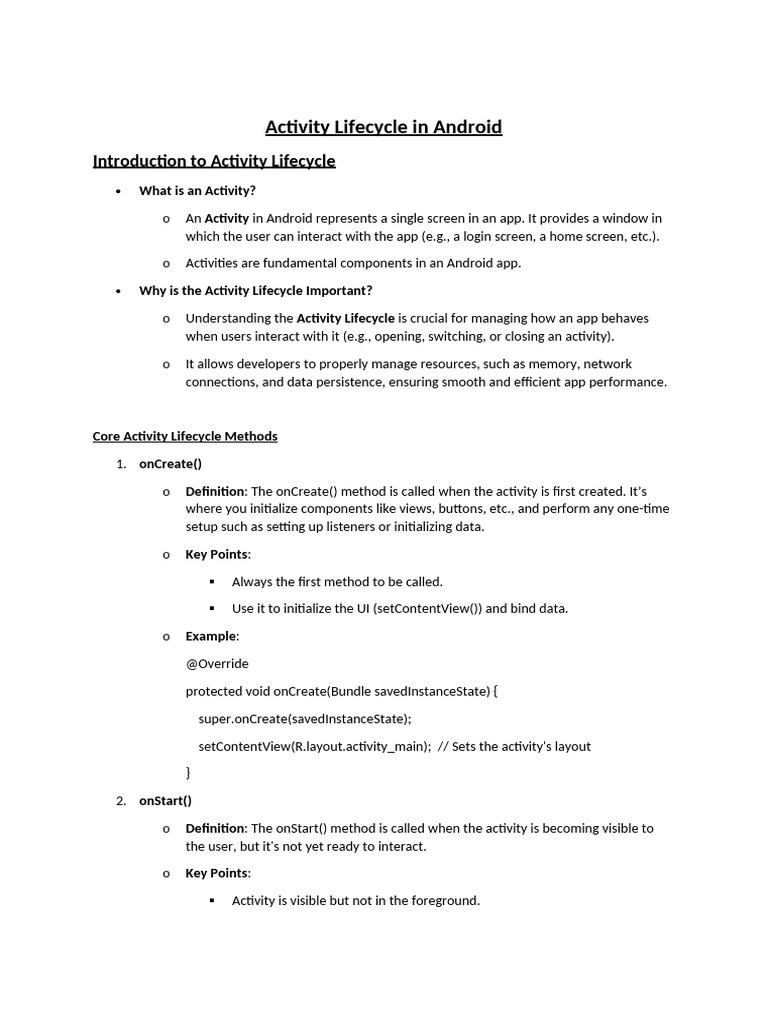 Android Activity Lifecycle Explained | PDF | Android (Operating System ...