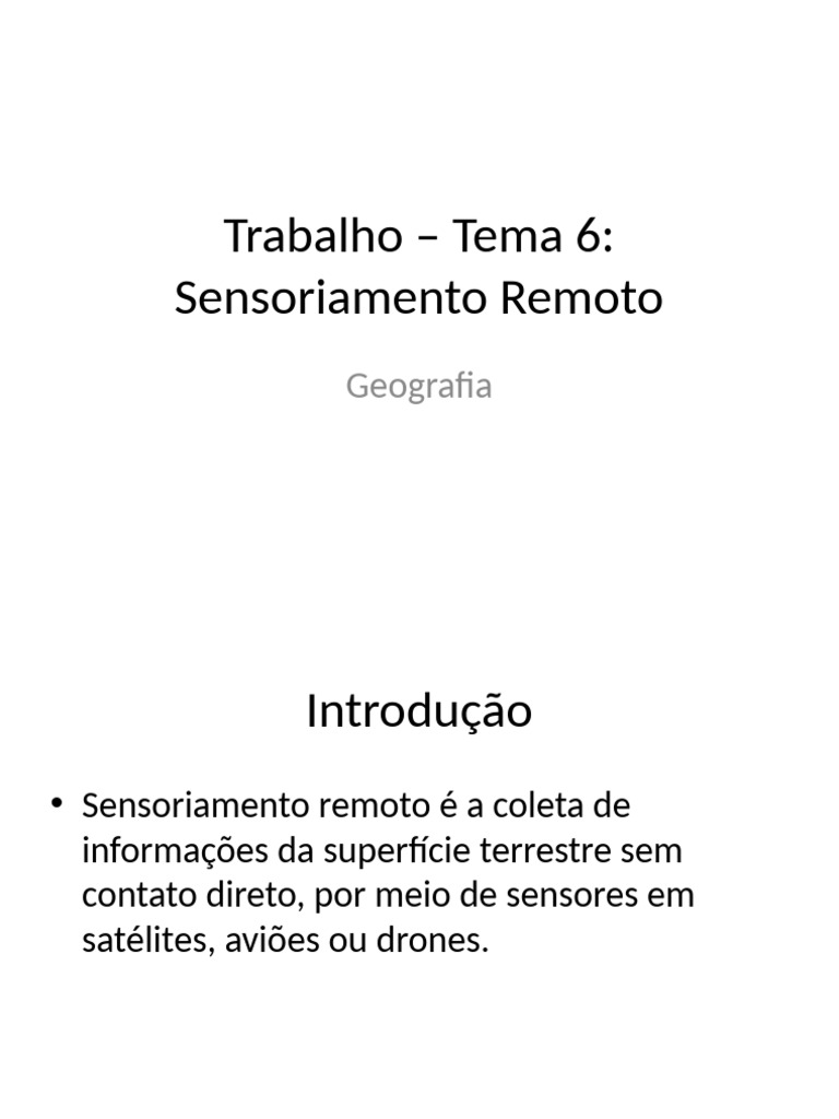 Trabalho Sensoriamento Remoto | PDF