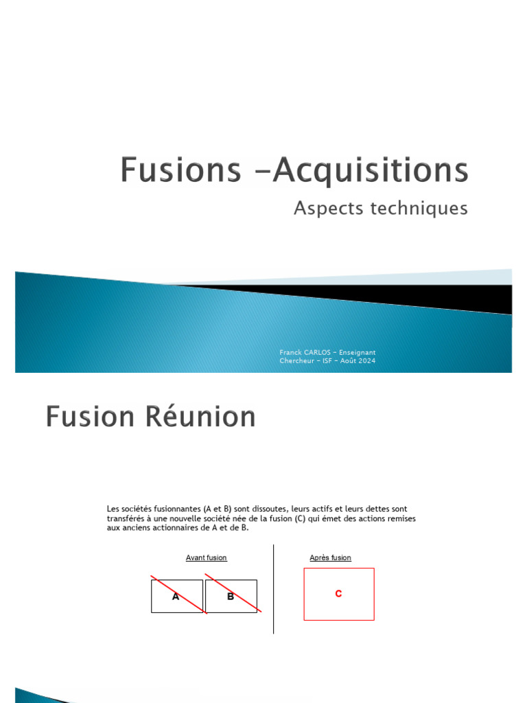 Fusion et Absorption : Aspects Techniques | PDF | Capitaux propres ...