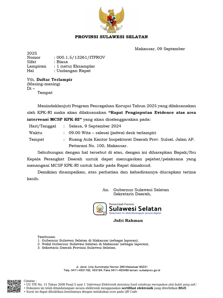 Undangan Rapat Penginputan Evidence 2025 - Fix | PDF