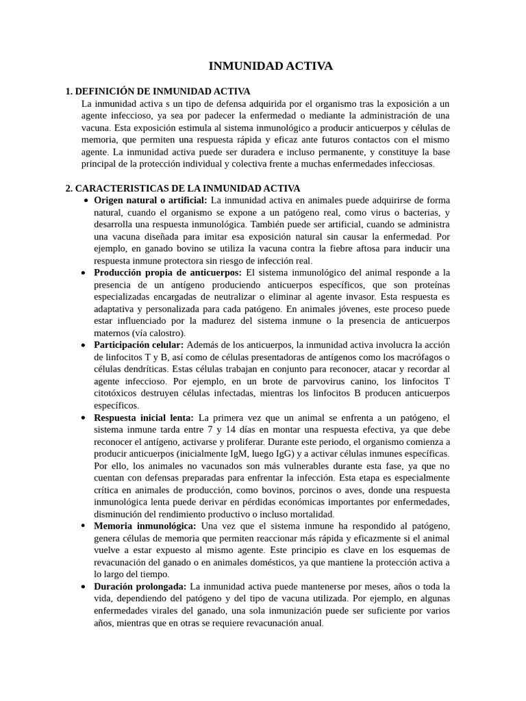 Resumen Inmunidad Activa | PDF | Sistema inmune | Infección