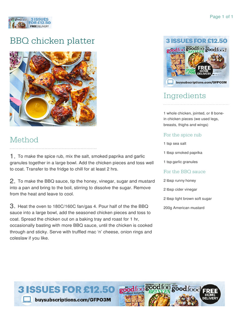 BBQ Chicken Platter BBCGF PDF | PDF