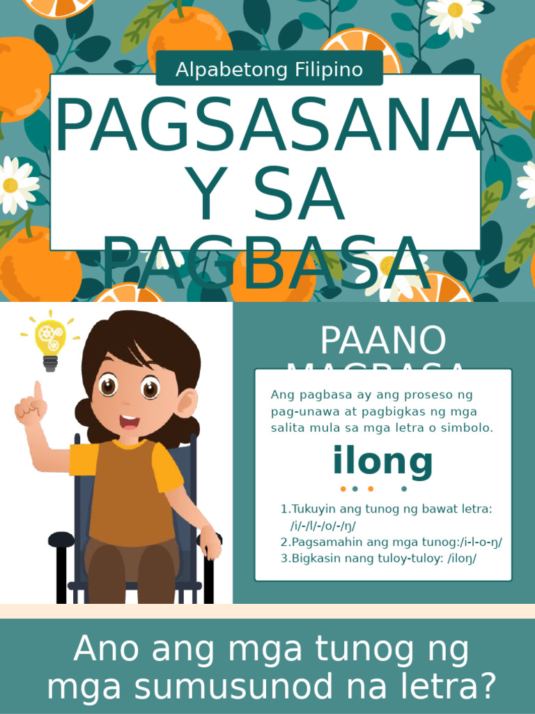 Pagsasanay Sa Pagbasa Alpabetong Filipino Presentation in Colorful ...