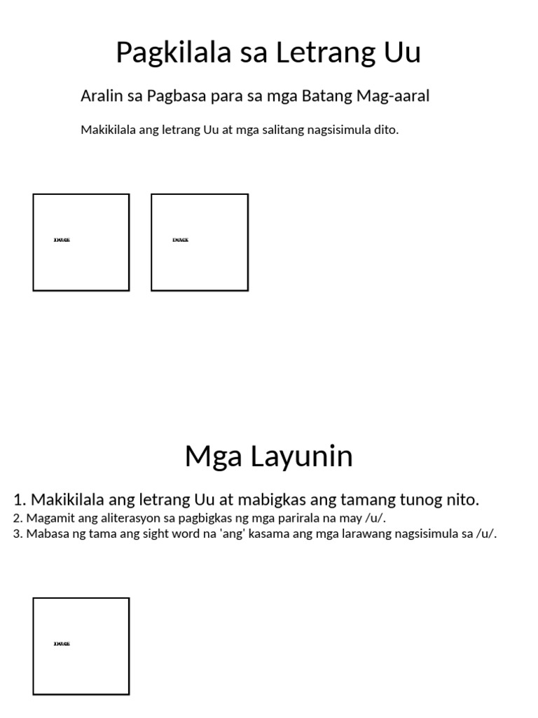 Pagkilala Sa Letrang Uu | PDF
