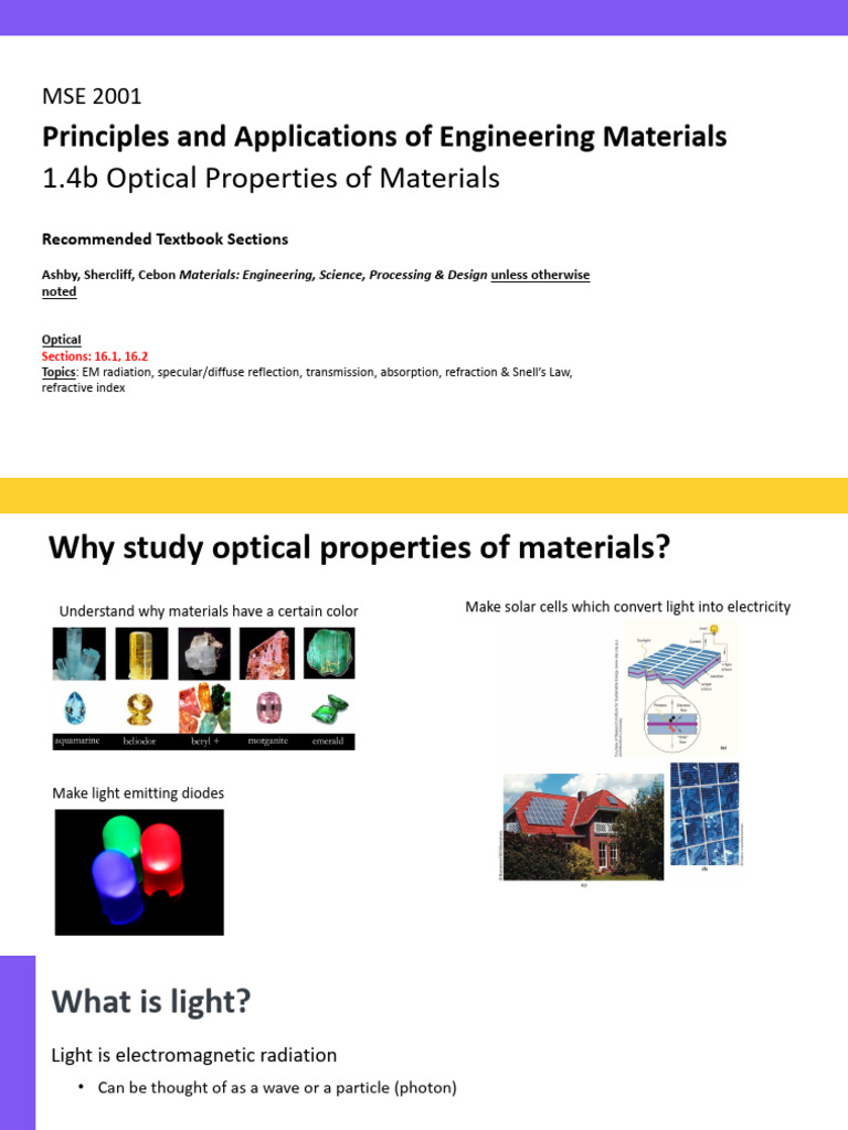 Module 1.4b Optical Properties of Materials - Abridged | PDF ...
