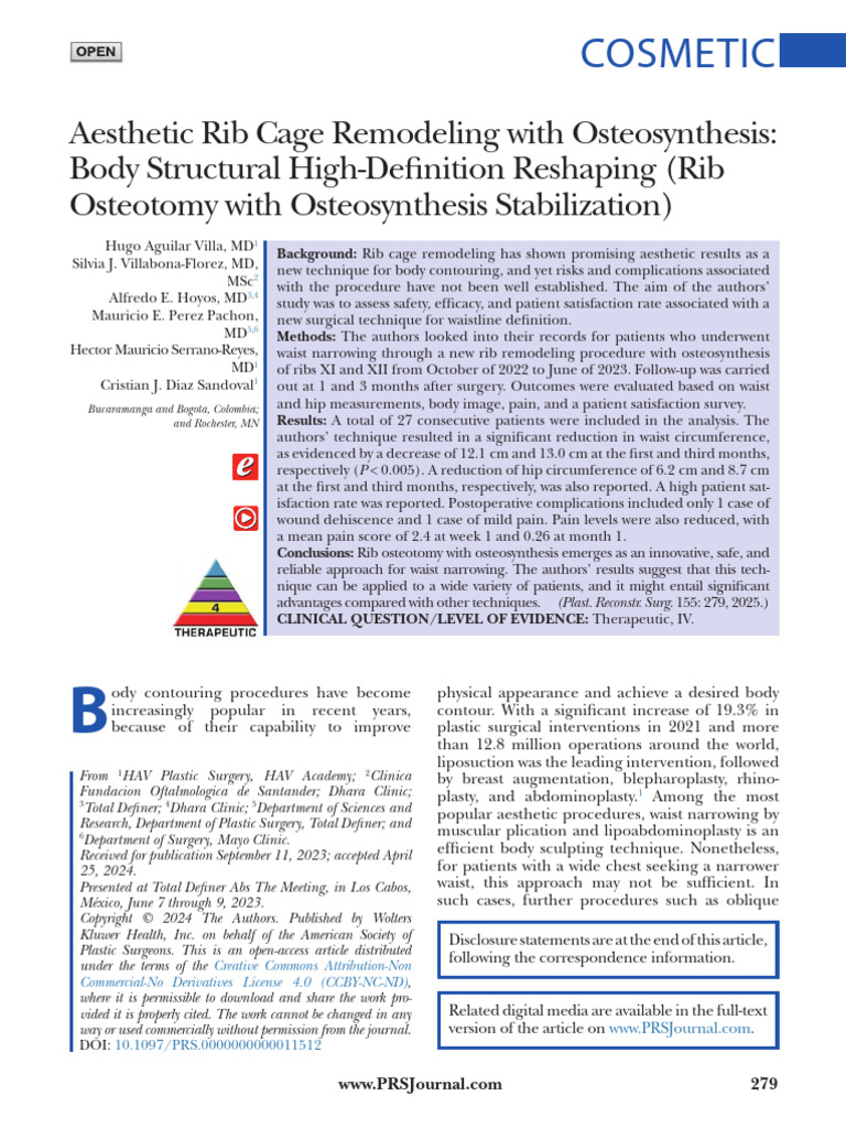 Aesthetic Rib Cage Remodeling With Osteosynthesis - Body Structural ...