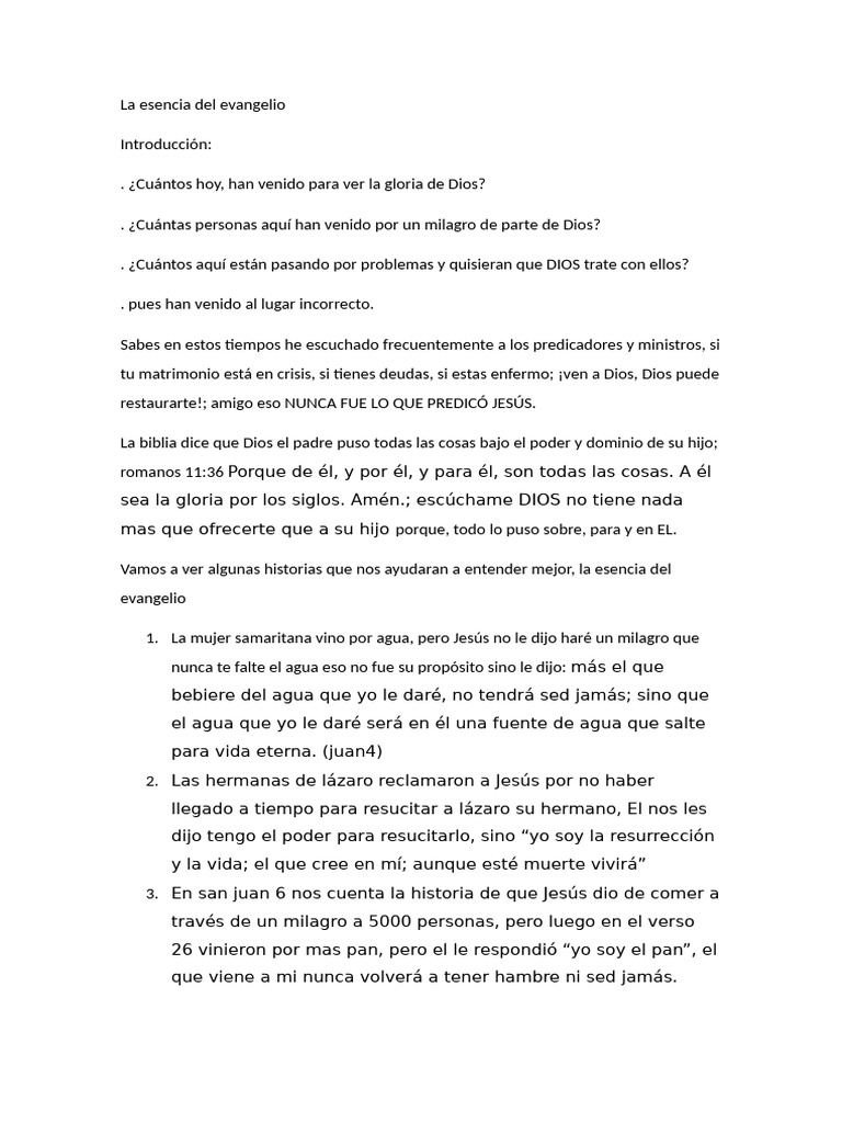La Esencia Del Evangelio | PDF | Jesús | Vida eterna (cristianismo)