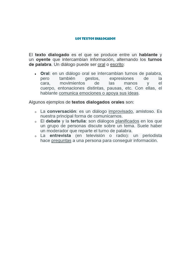 Los Textos Dialogados | PDF