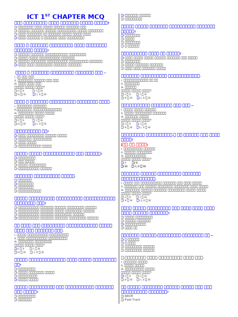 Ict 1st Chapter MCQ | PDF