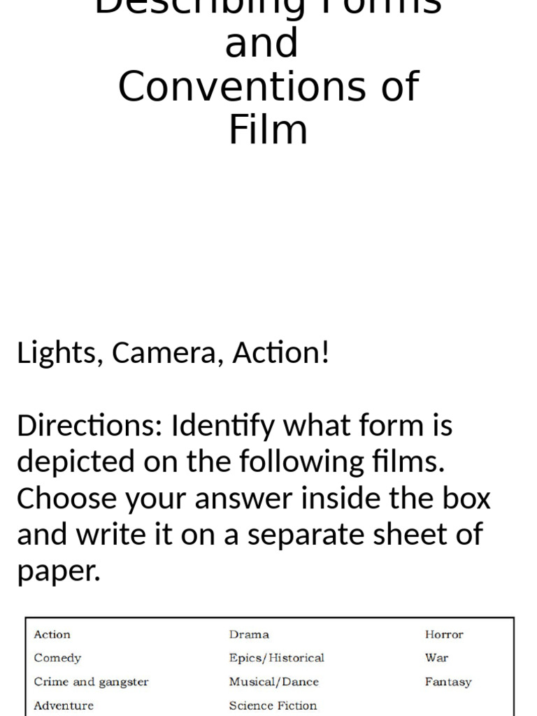 Film Forms and Conventions Explained | PDF
