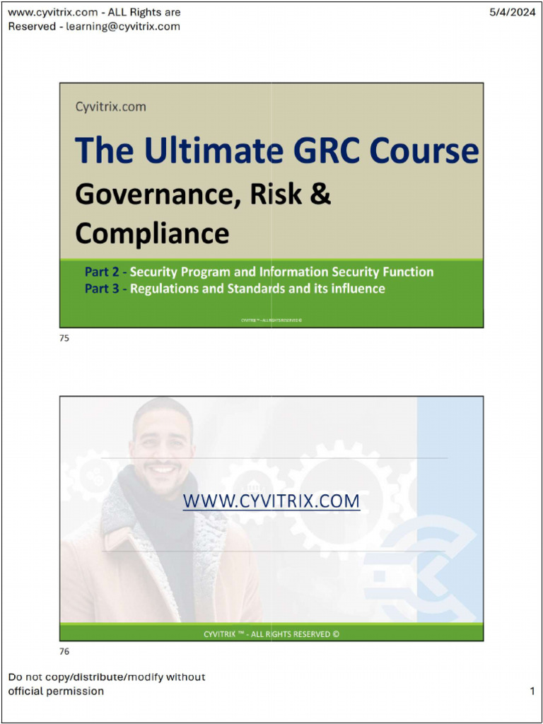 GRC Training - Cyvitrix - Part2-3 - Ultimate GRC Training - IM | PDF