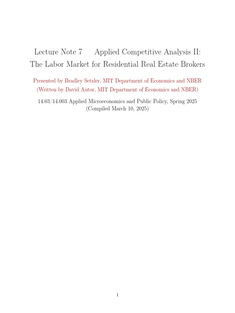 14.03 Spring 2025 Lecture Note 7 | PDF | Economic Surplus | Prices