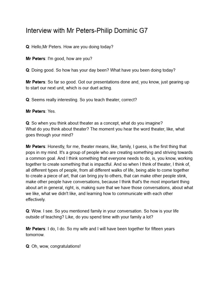 Interview With MR Peters-Philip Dominic | PDF