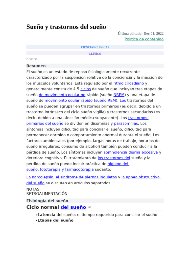 Trastornos del Sueño: Tipos y Tratamientos | PDF | Pesadilla | Dormir
