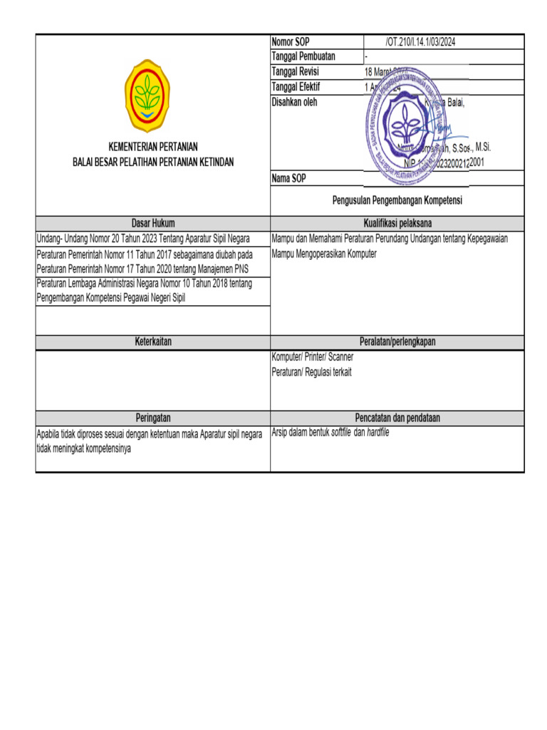 Prosedur Pengembangan Kompetensi ASN | PDF