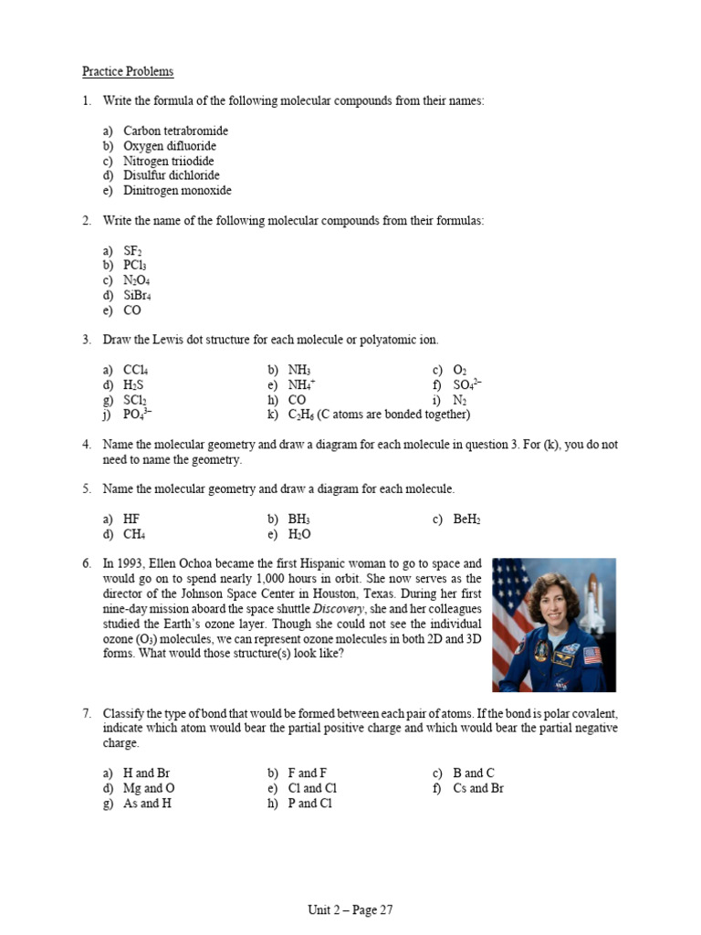 Unit 2 Practice Problems With Answers | PDF | Chemical Polarity ...