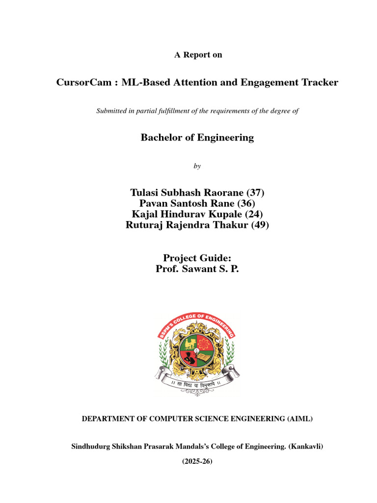 Major Project Synopsis Report Template | PDF | System | Cursor (User ...