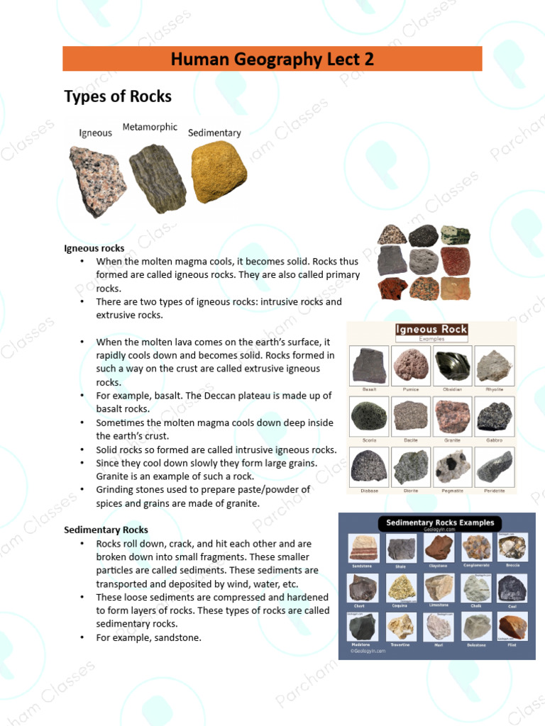 Types of Rocks and Minerals Overview | PDF | Rock (Geology) | Igneous Rock