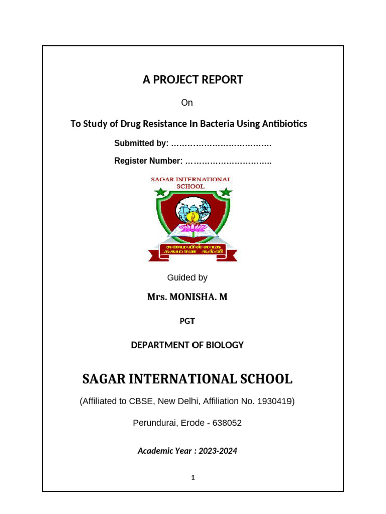 Bio Projectto Study of Drug Resistance in Bacteria Using Antibiotics ...