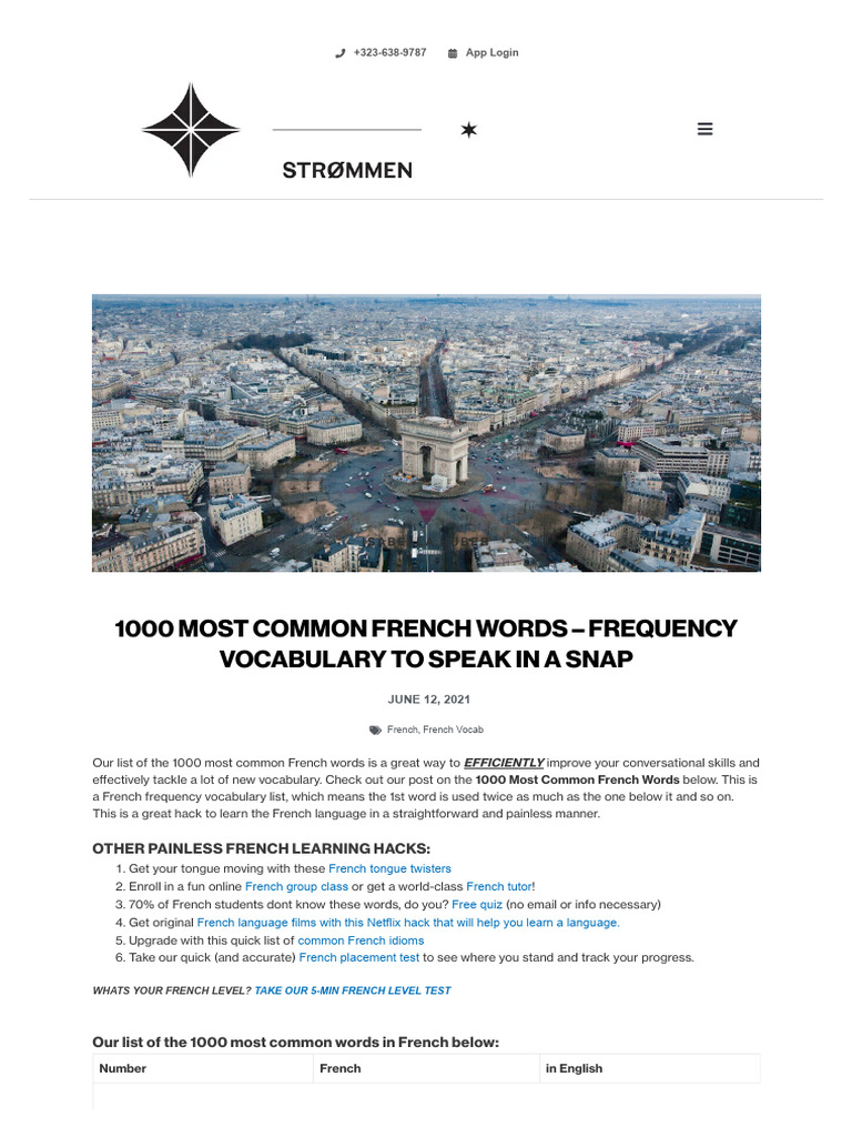 1000 Most Common French Words - Frequency Vocabulary | PDF