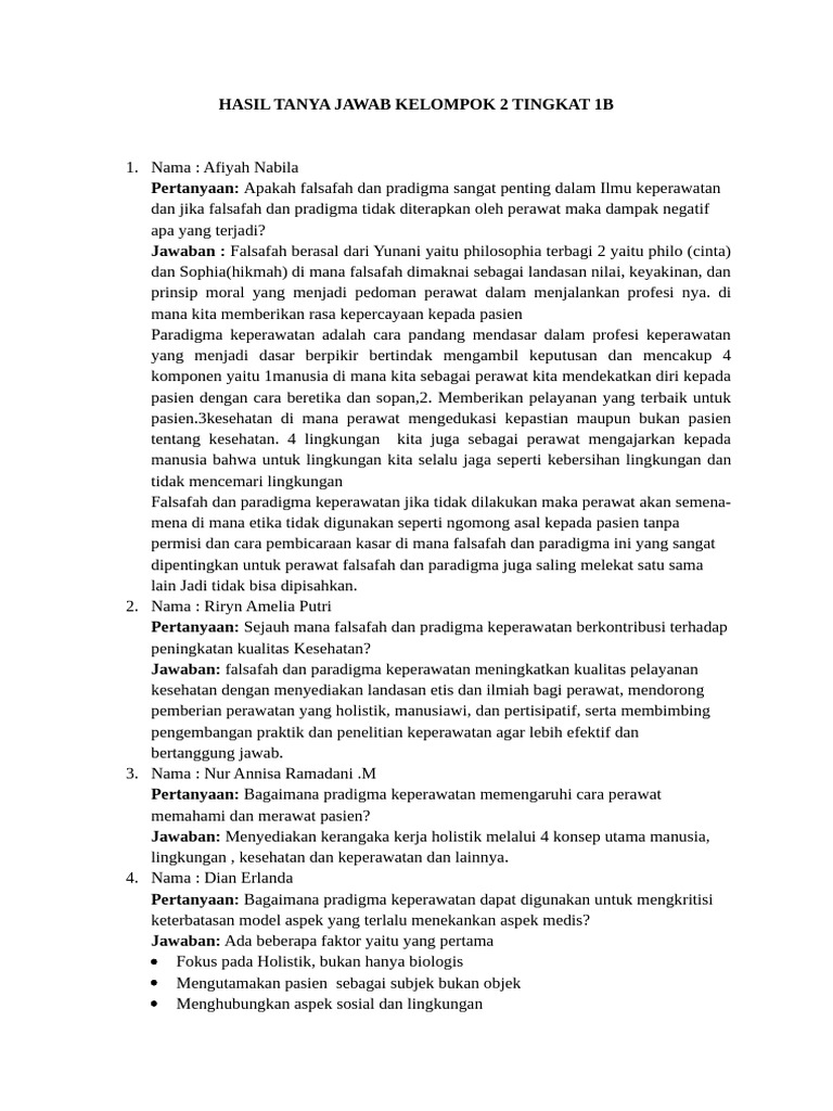 Hasil Tanya Jawab Kel2 | PDF