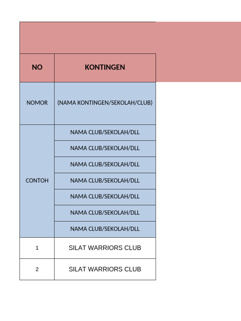 Daftar Atlet Silat Warriors Club | PDF