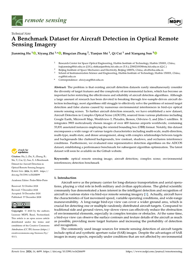 A Benchmark Dataset For Aircraft Detection | PDF | Remote Sensing ...