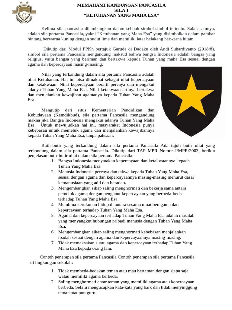 Kelima Sila Pancasila Dilambangkan Dalam Sebuah Simbol | PDF