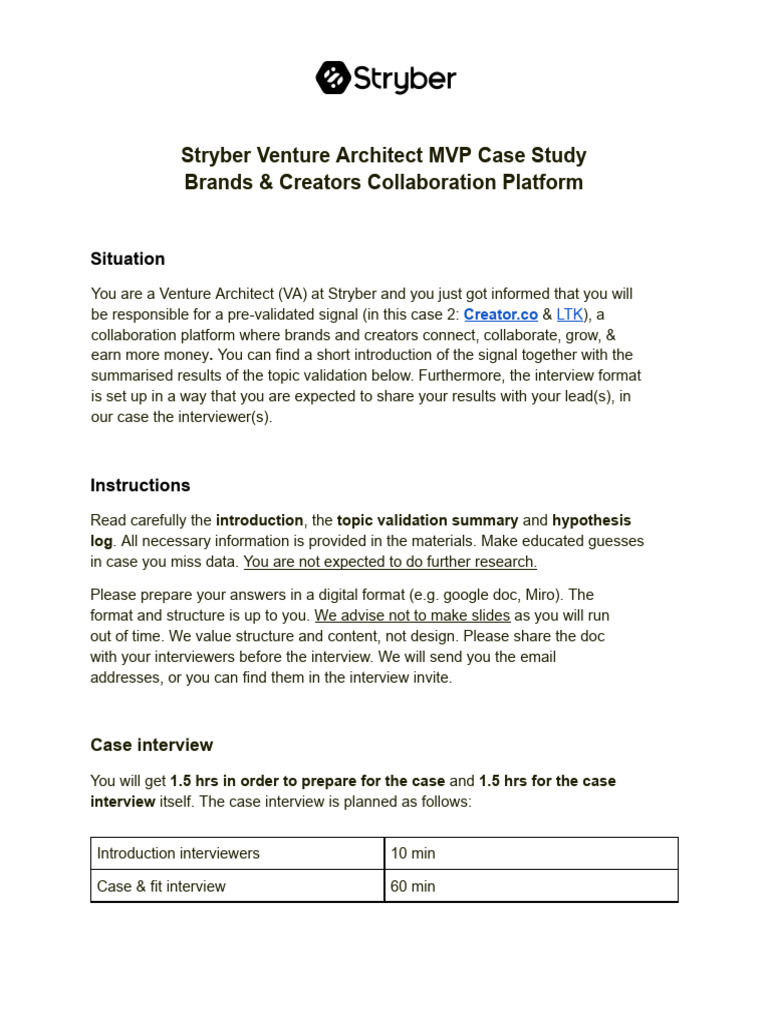 Stryber MVP Case Study: Creator Platform | PDF | Brand | E Commerce