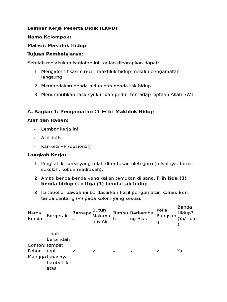Contoh LKPD | PDF
