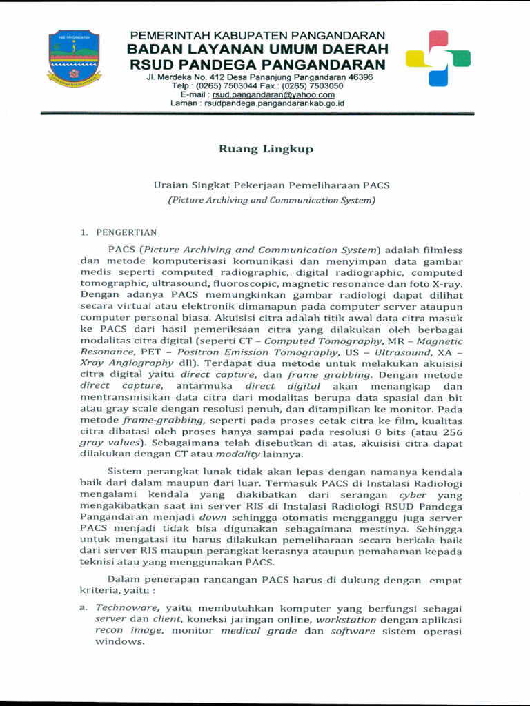 5 +Uraian+Singkat+Pekerjaan+Pemeliharaan+PACS | PDF