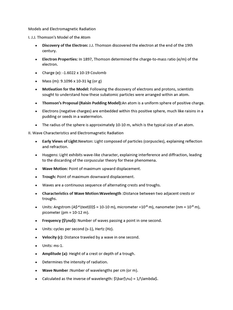 Models and Electromagnetic Radiation | PDF | Electromagnetic Radiation ...