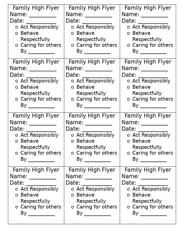 Family High Flyer Responsibility Guide | PDF